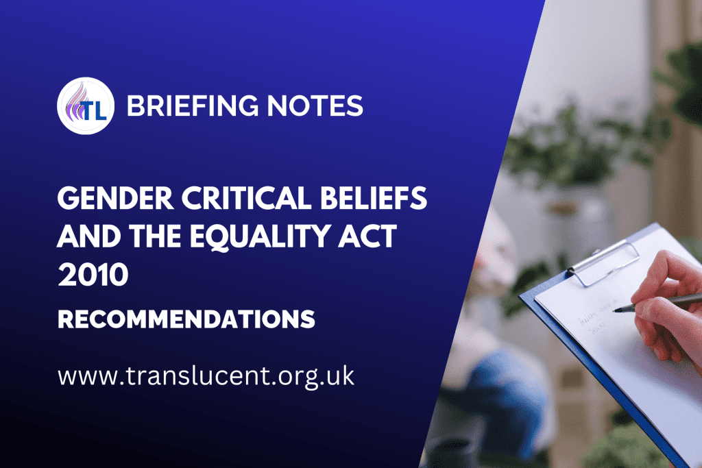 Gender critical beliefs and the Equality Act 2010 - TransLucent